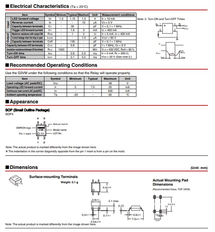 G3VM-61G1 OMRON KOREA 정식 수입품 / OMRON MOS FET RELAY / OMRON RELAY / 오므론 릴레이[1000016288] : 로봇마트 ...